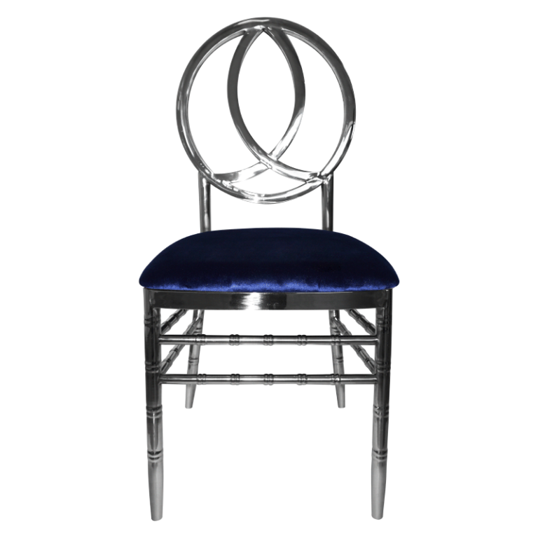 Classic Allure Silver Chair with Blue Cushion – The Lounge